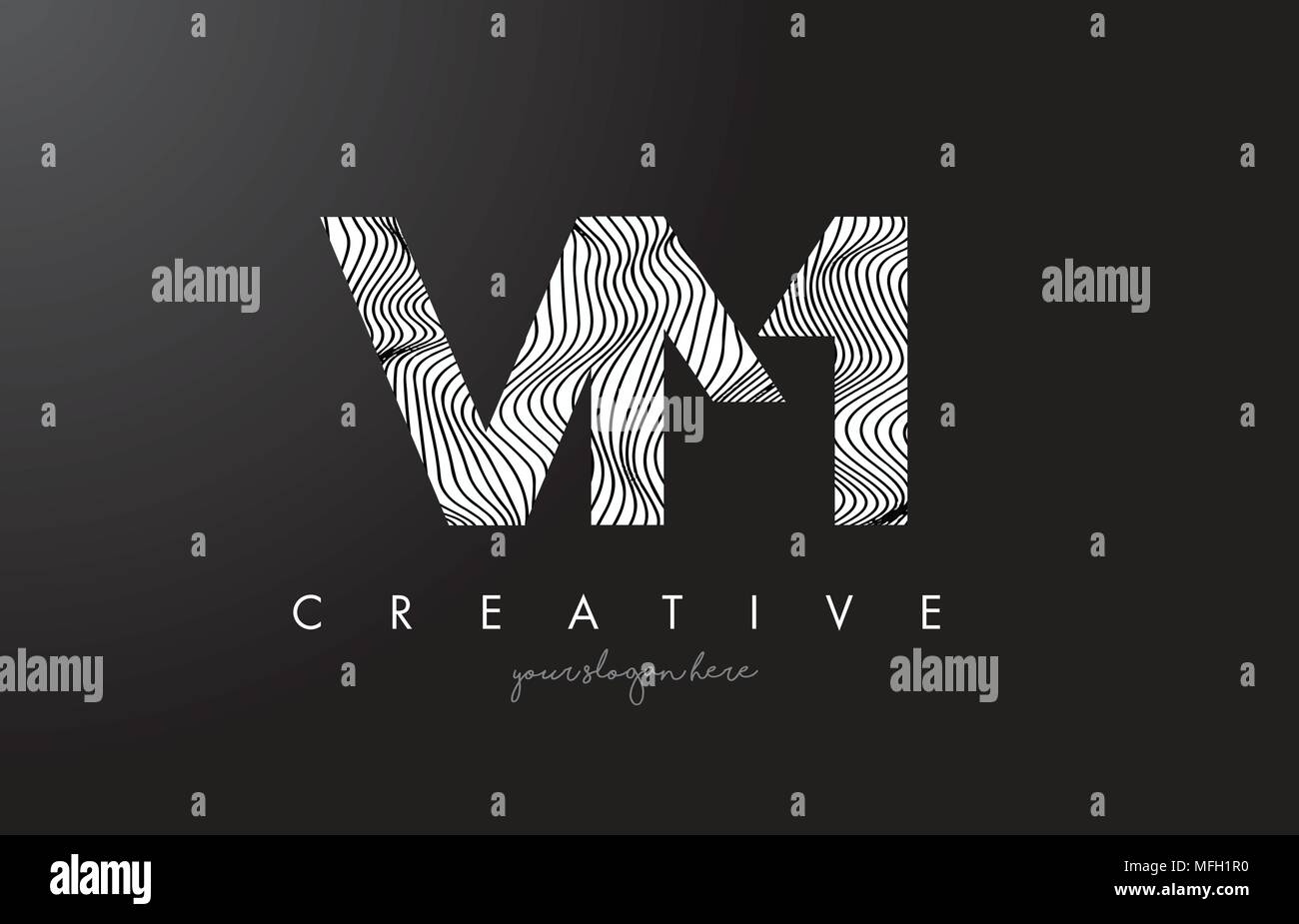 VM V M Letter Logo with Zebra Lines Texture Design Vector Illustration ...