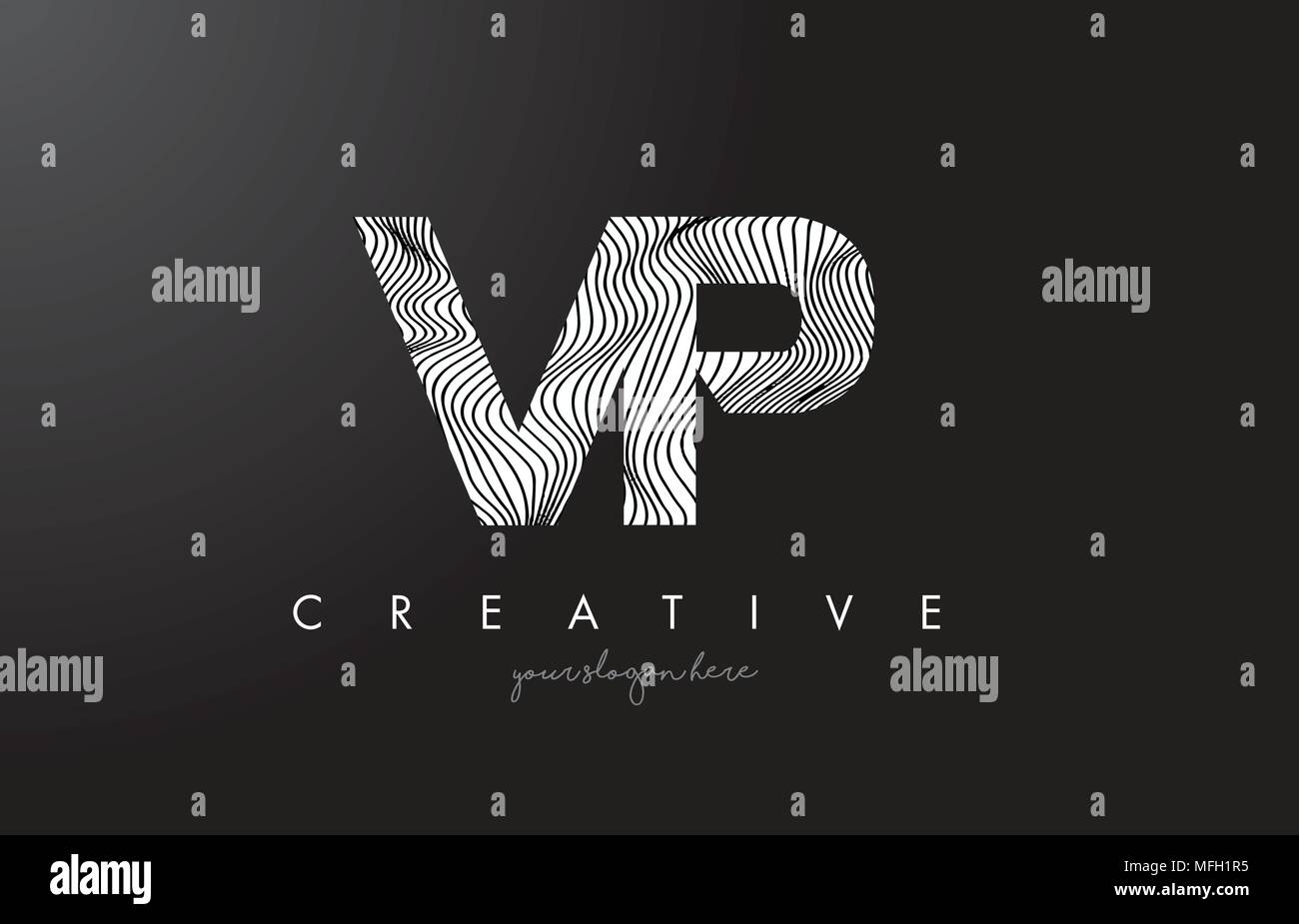 VP V P Letter Logo with Zebra Lines Texture Design Vector Illustration ...