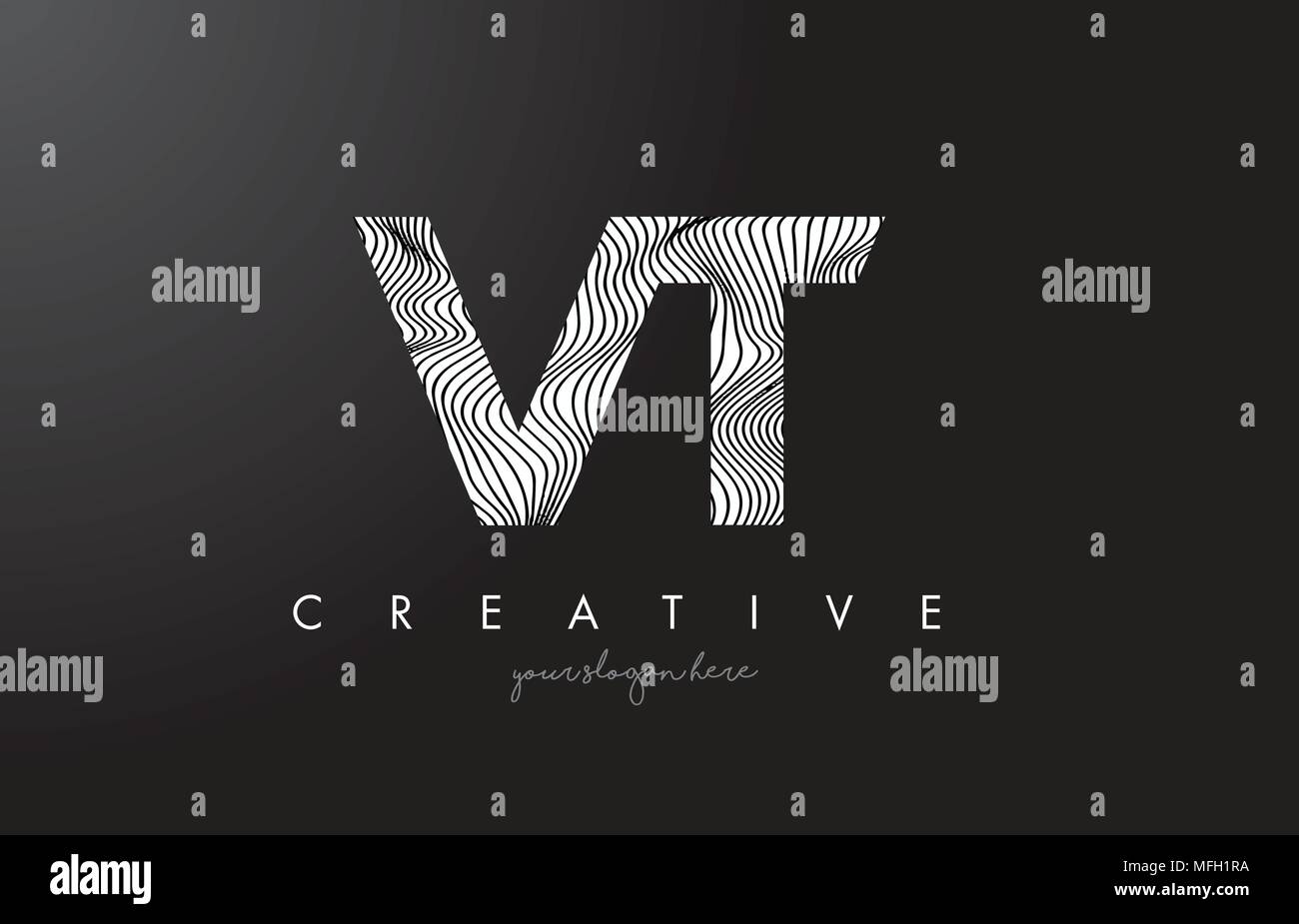 VT V T Letter Logo with Zebra Lines Texture Design Vector Illustration ...