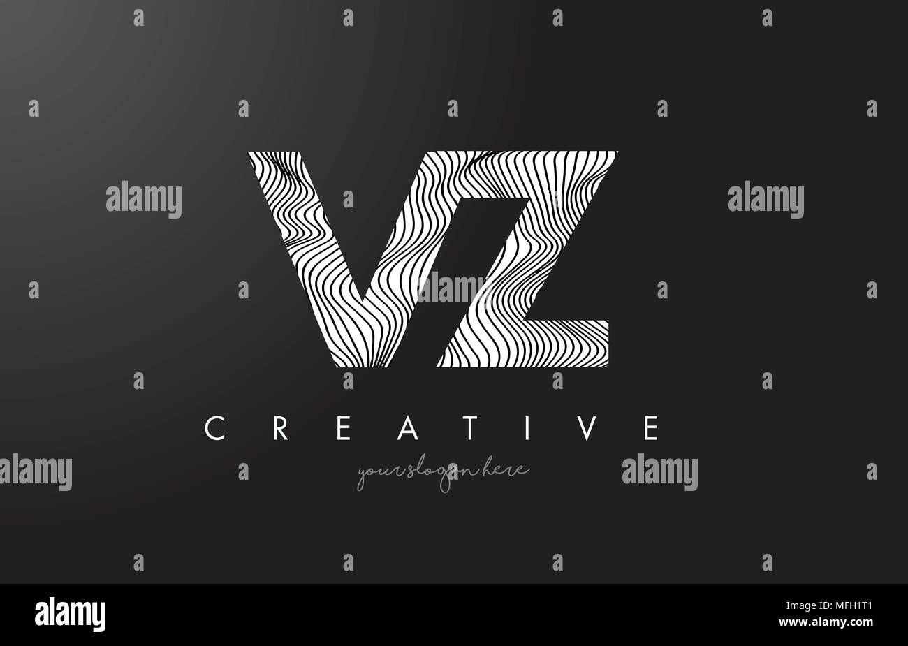 VZ V Z Letter Logo with Zebra Lines Texture Design Vector Illustration ...