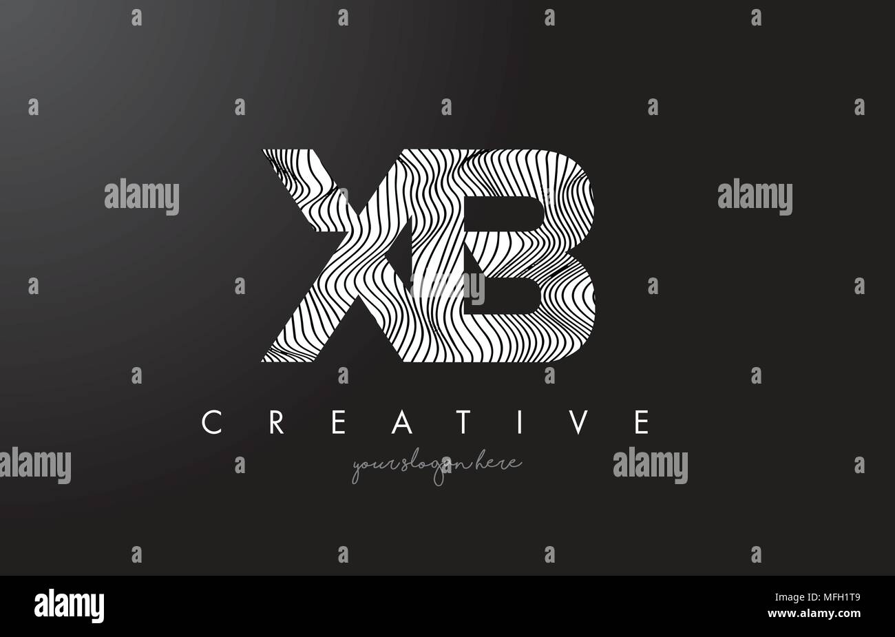 XB X B Letter Logo with Zebra Lines Texture Design Vector Illustration ...
