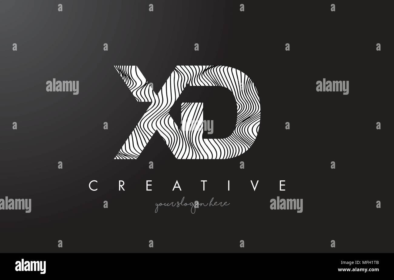 XD X D Letter Logo with Zebra Lines Texture Design Vector Illustration ...