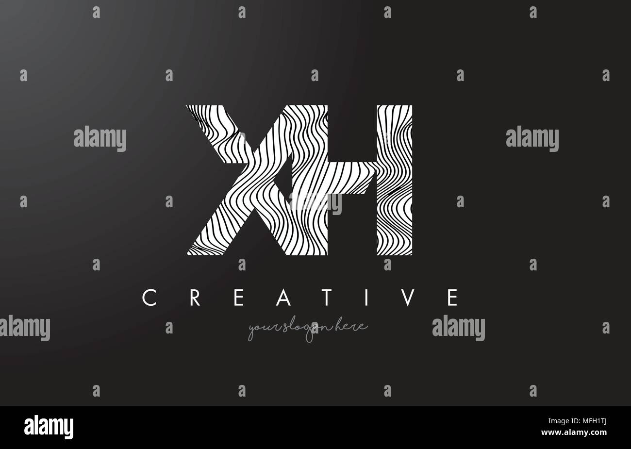 XH X H Letter Logo with Zebra Lines Texture Design Vector Illustration ...