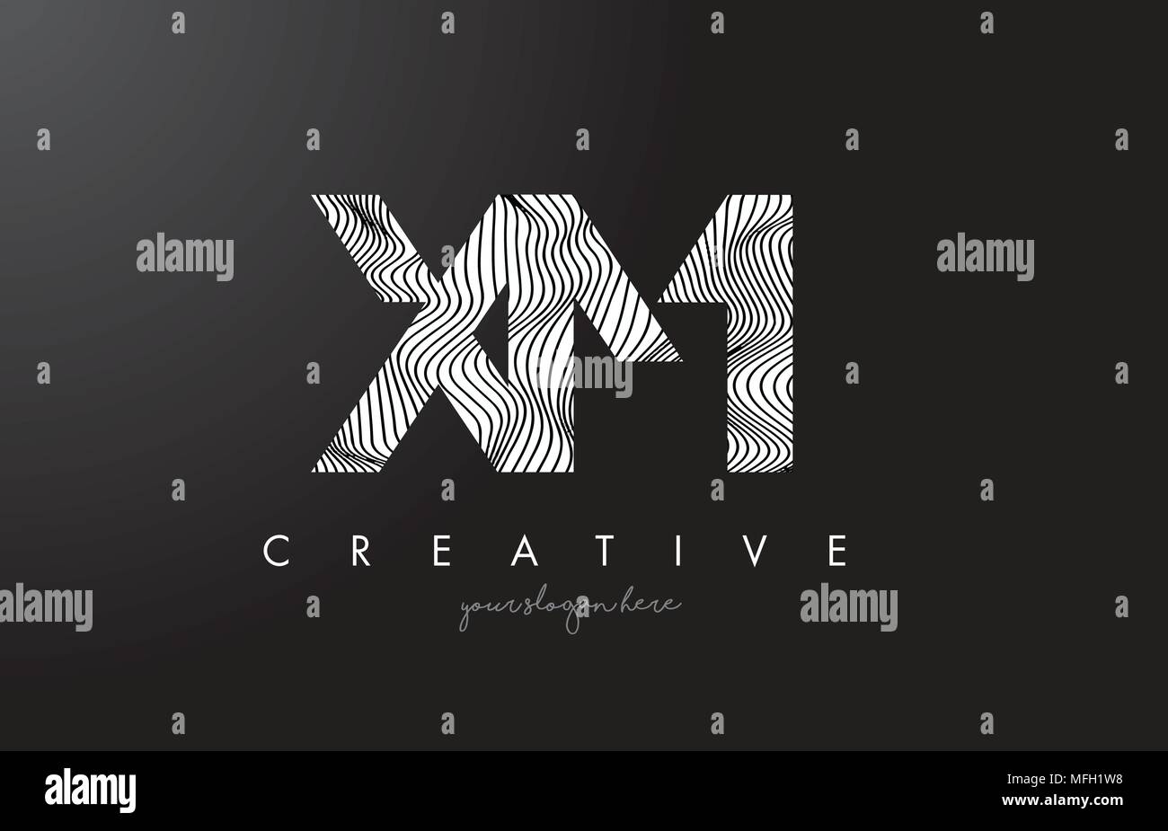 XM X M Letter Logo with Zebra Lines Texture Design Vector Illustration ...