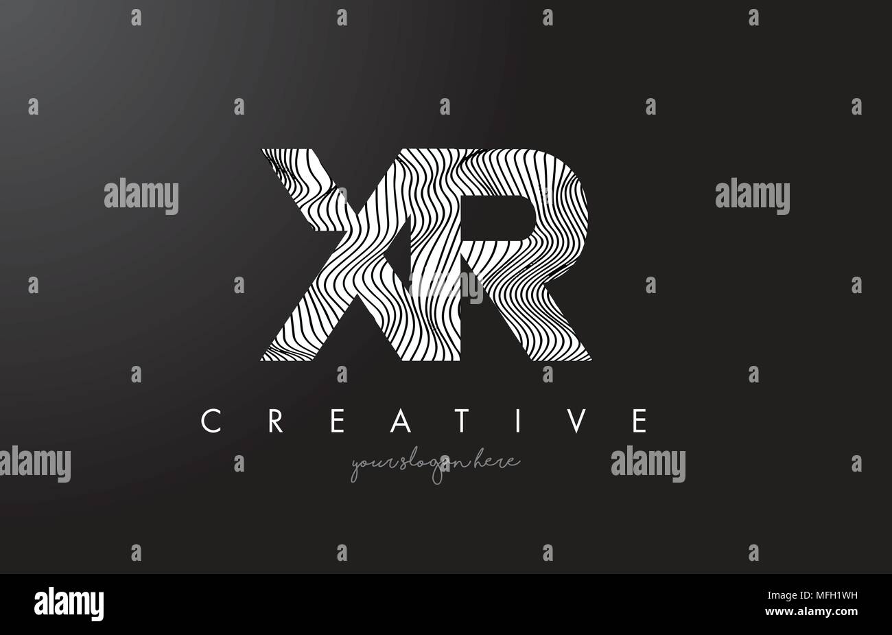 XR X R Letter Logo with Zebra Lines Texture Design Vector Illustration ...