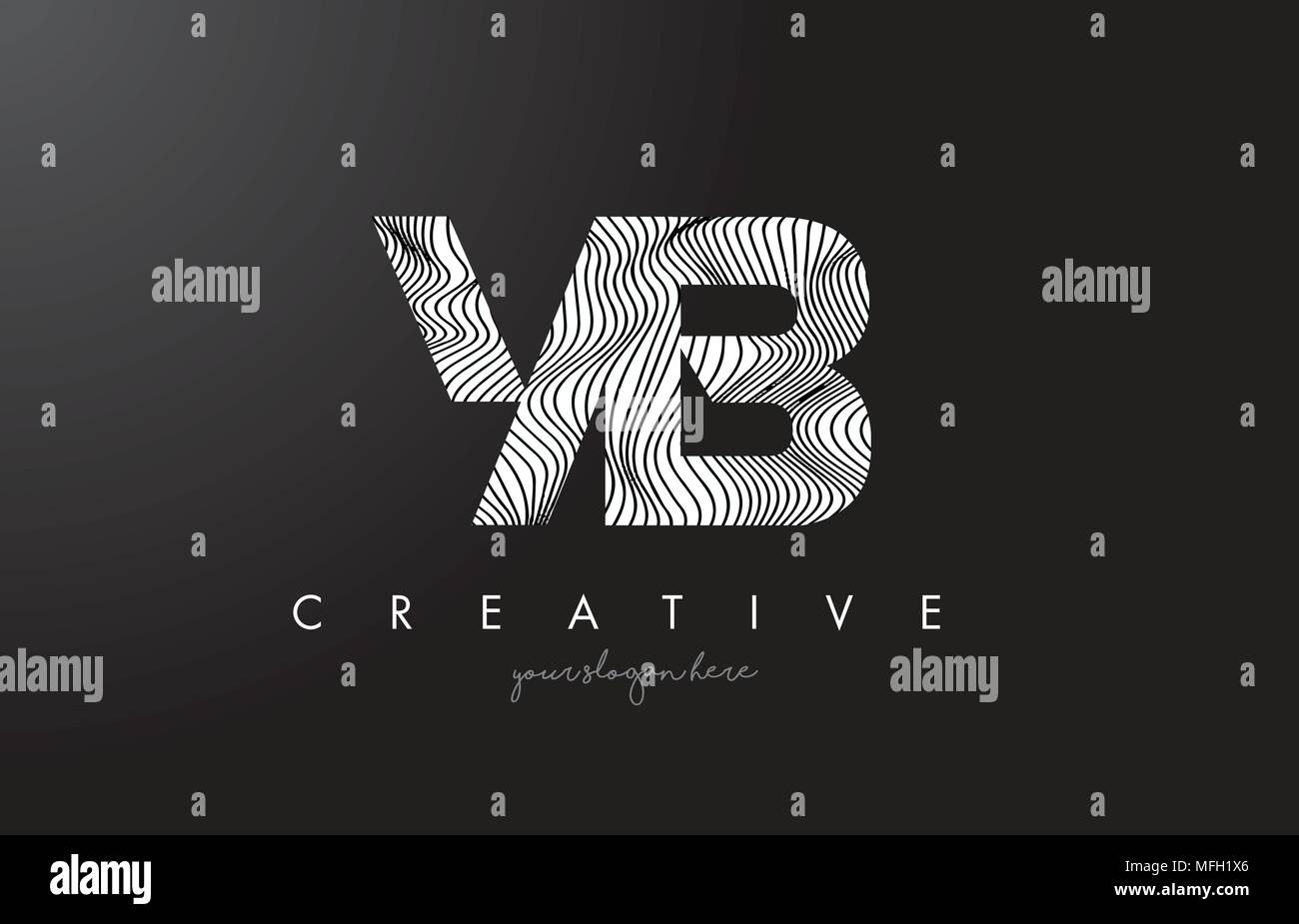 YB Y B Letter Logo with Zebra Lines Texture Design Vector Illustration ...