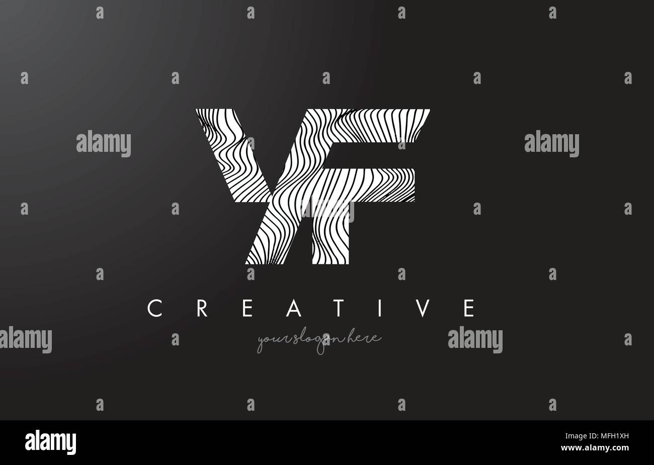 YF Y F Letter Logo with Zebra Lines Texture Design Vector Illustration ...