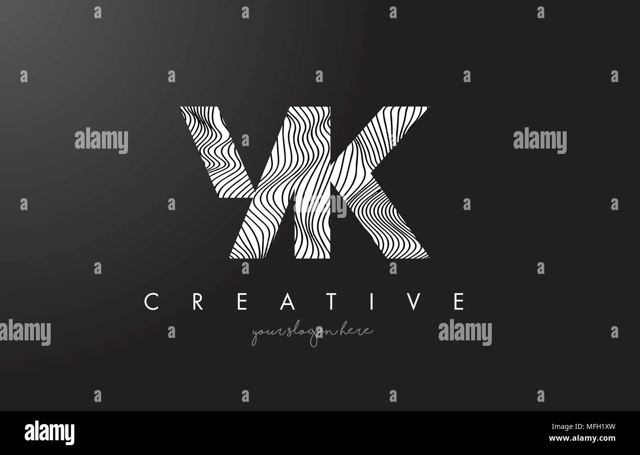 YK Y K Letter Logo with Zebra Lines Texture Design Vector Illustration ...