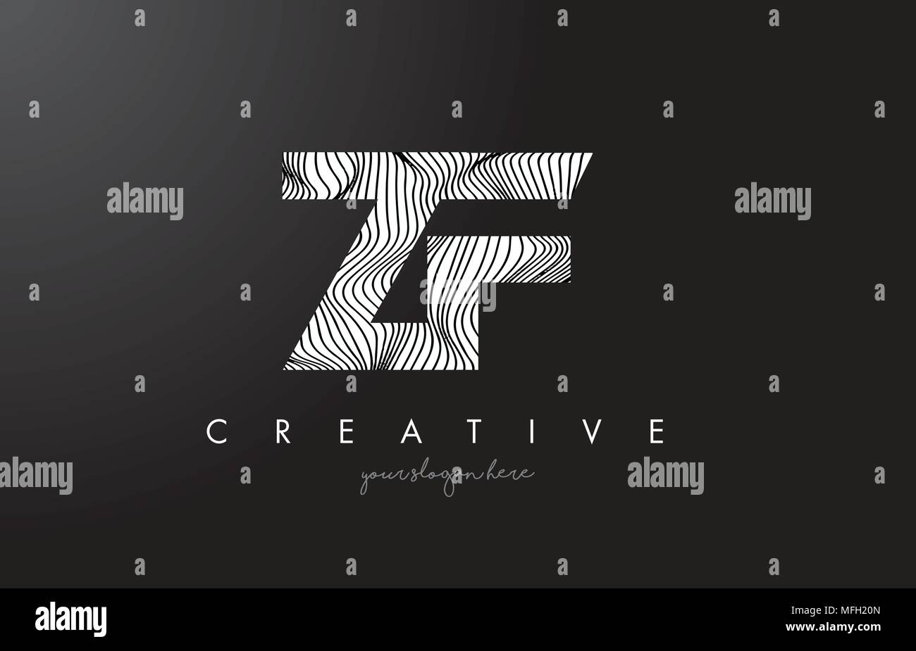 ZF Z F Letter Logo with Zebra Lines Texture Design Vector Illustration ...