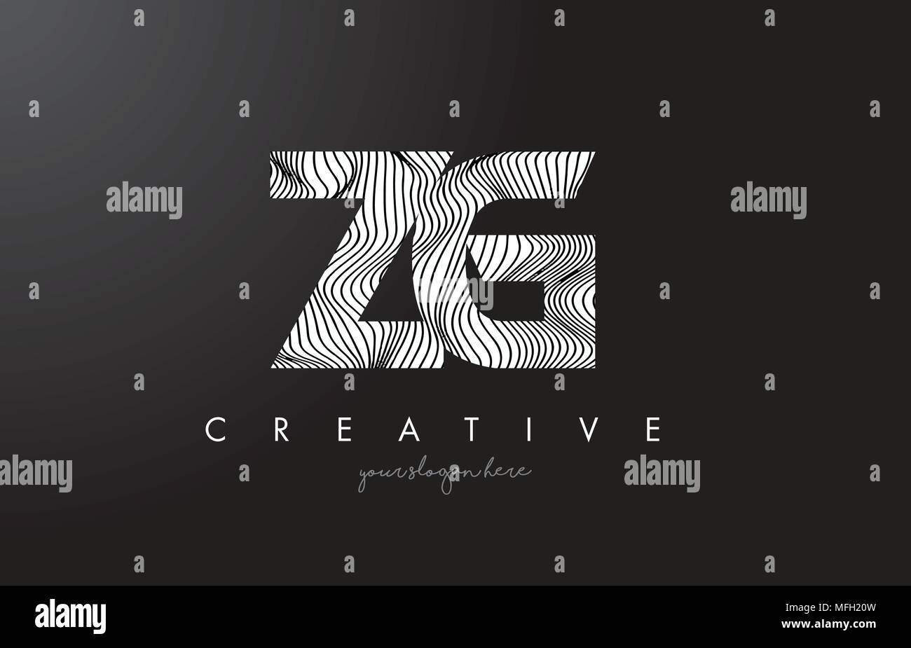ZG Z G Letter Logo with Zebra Lines Texture Design Vector Illustration ...
