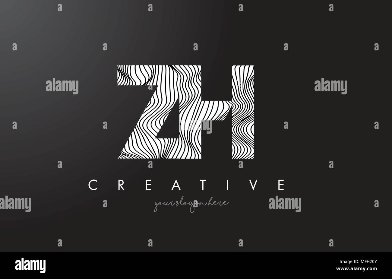 ZH Z H Letter Logo with Zebra Lines Texture Design Vector Illustration ...