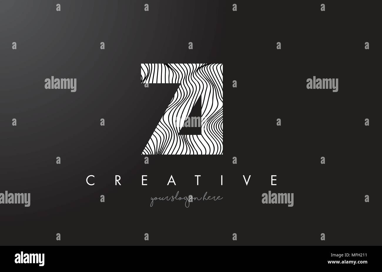 ZI Z I Letter Logo with Zebra Lines Texture Design Vector Illustration ...