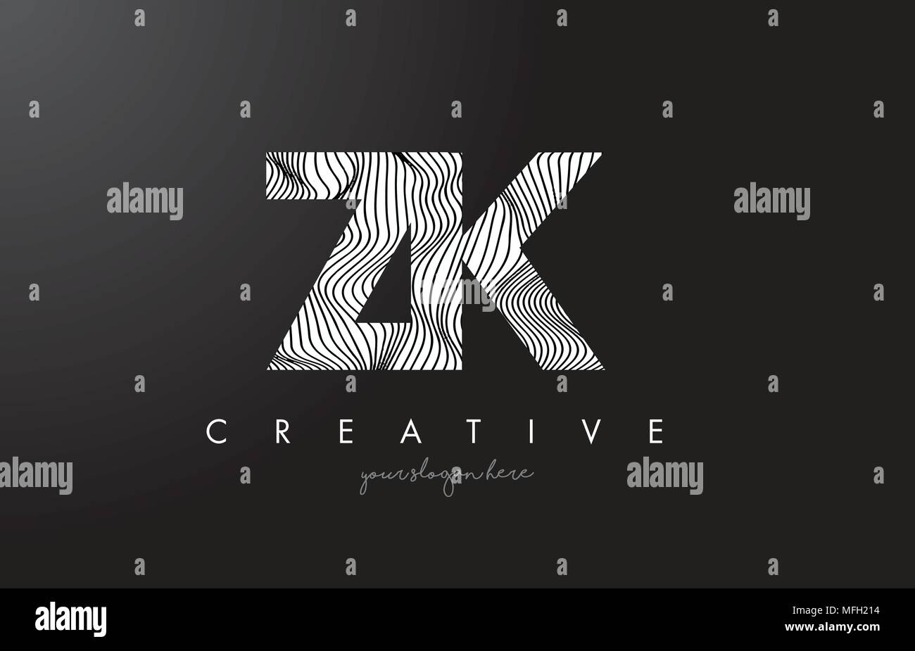 ZK Z K Letter Logo with Zebra Lines Texture Design Vector Illustration ...