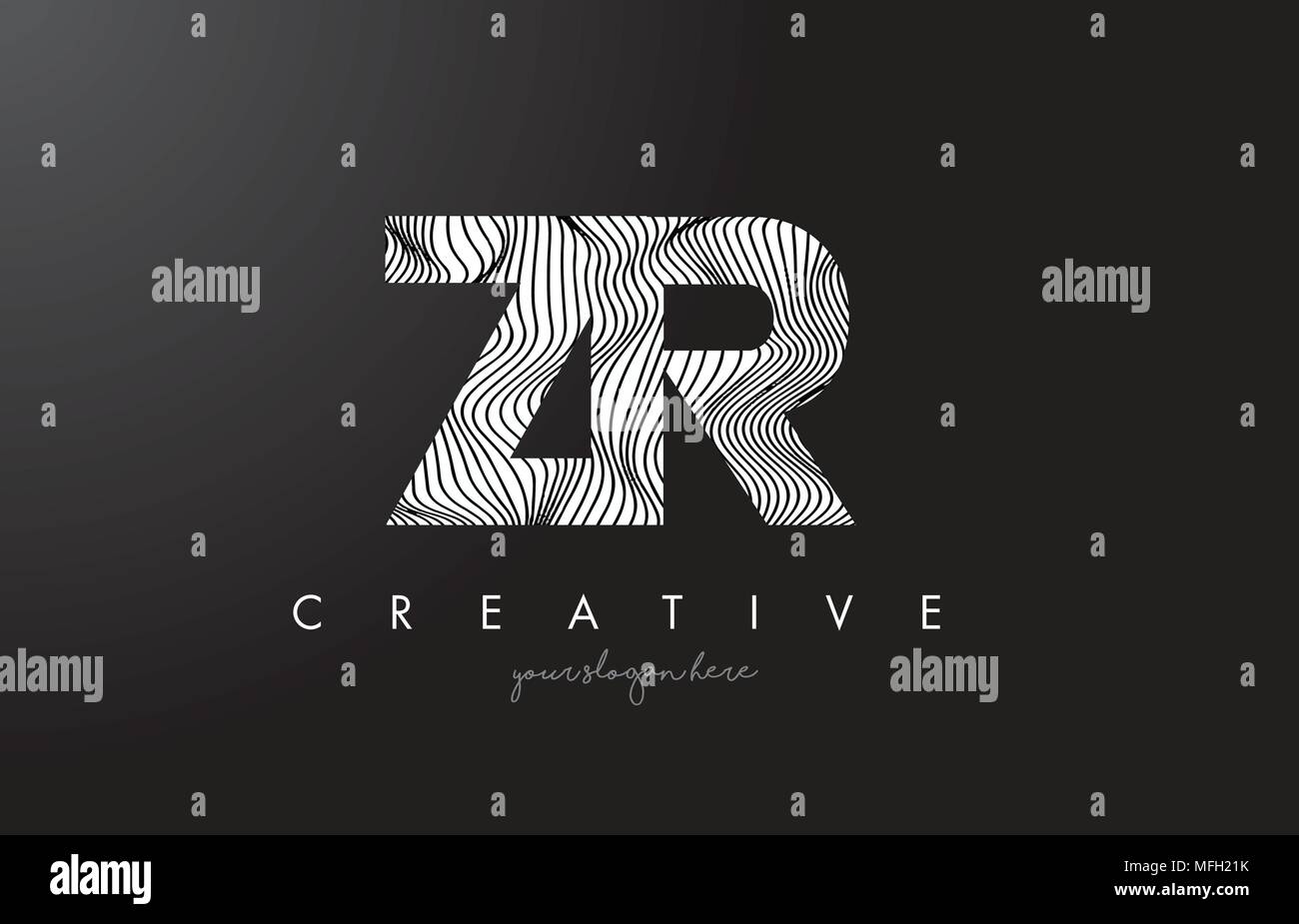 ZR Z R Letter Logo with Zebra Lines Texture Design Vector Illustration ...