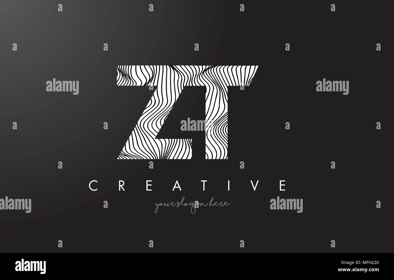 ZT Z T Letter Logo with Zebra Lines Texture Design Vector Illustration ...