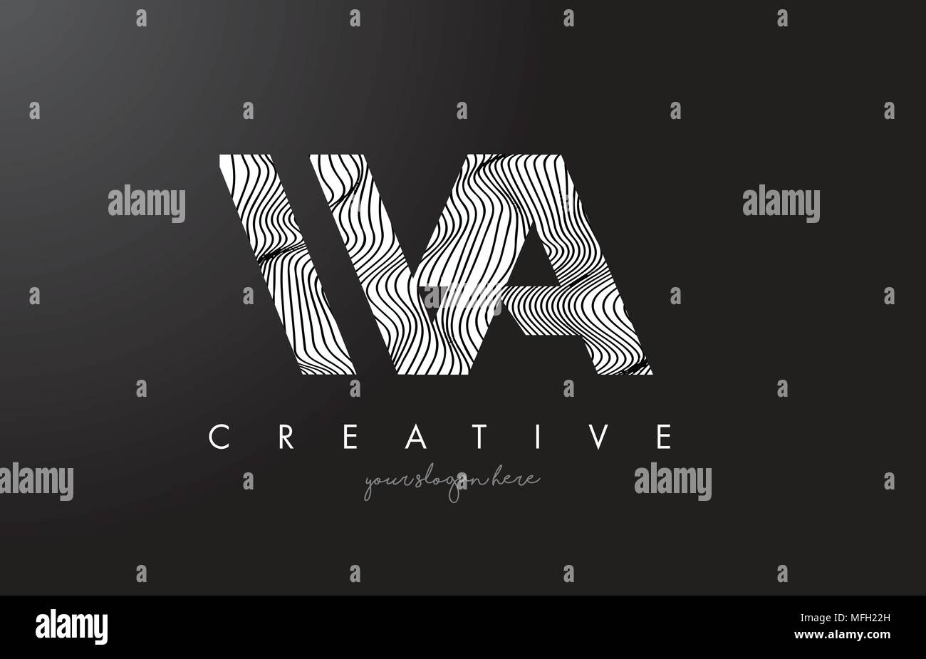 WA W A Letter Logo with Zebra Lines Texture Design Vector Illustration ...