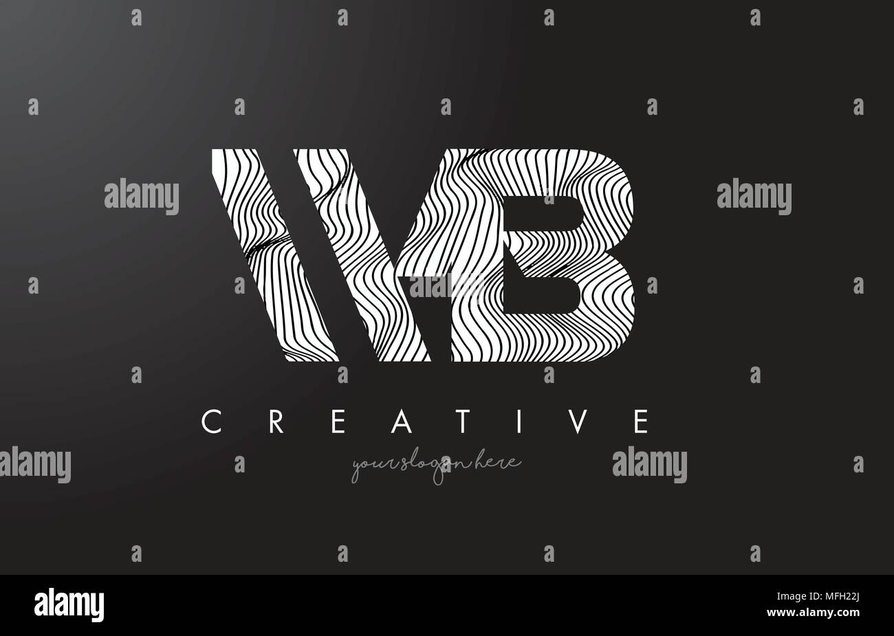 WB W B Letter Logo with Zebra Lines Texture Design Vector Illustration ...