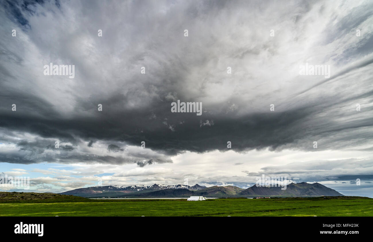 Esjan mountain range, outside Bogarnes, Iceland, Polar Regions Stock ...