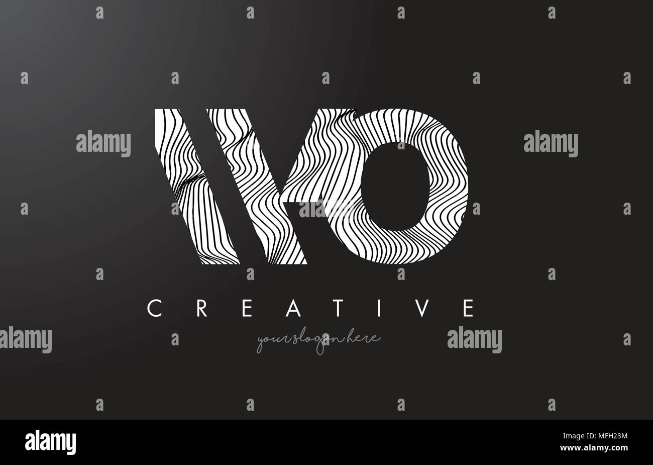 WO W O Letter Logo with Zebra Lines Texture Design Vector Illustration ...