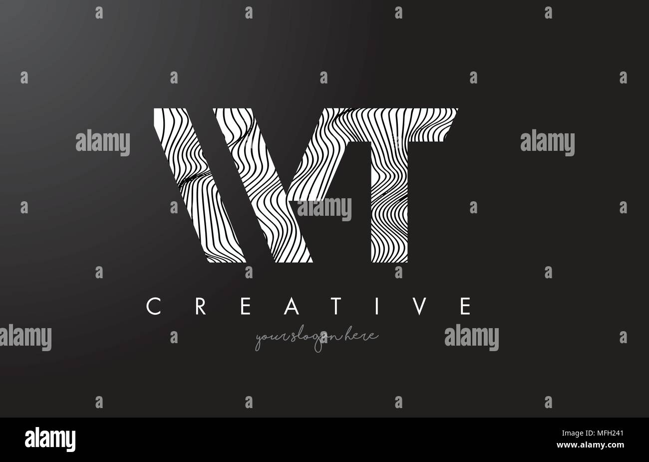 WT W T Letter Logo with Zebra Lines Texture Design Vector Illustration ...