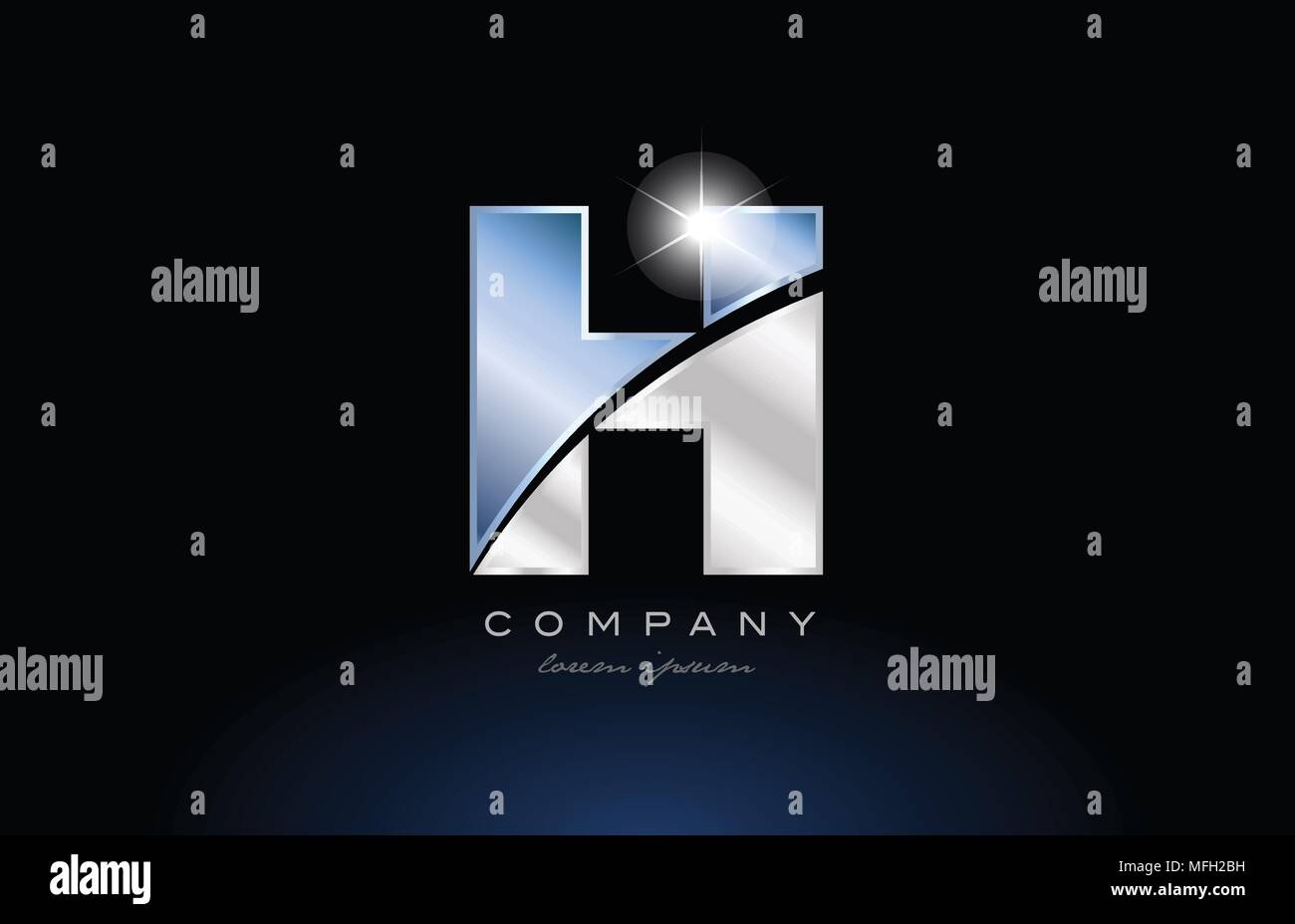 alphabet letter h logo design with metal blue color suitable for a ...