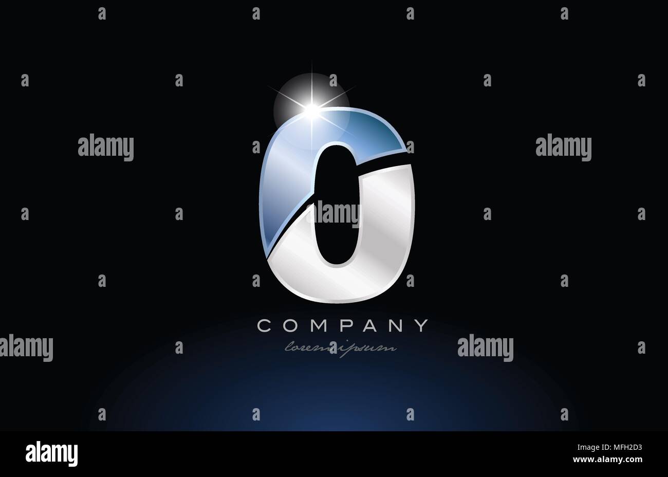 number 0 zero logo design with metal blue color suitable for a company ...