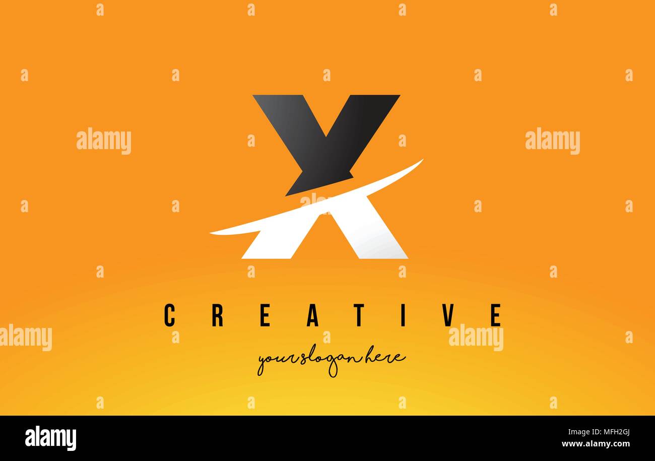 X Letter Modern Logo Design with Swoosh Cutting the Middle Letters and ...