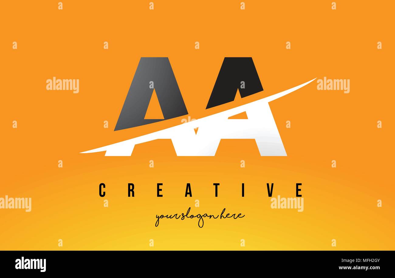 AA A Letter Modern Logo Design with Swoosh Cutting the Middle Letters ...