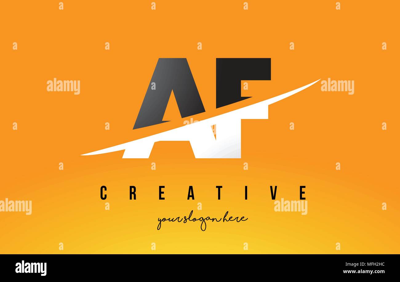 AF A F Letter Modern Logo Design with Swoosh Cutting the Middle Letters ...