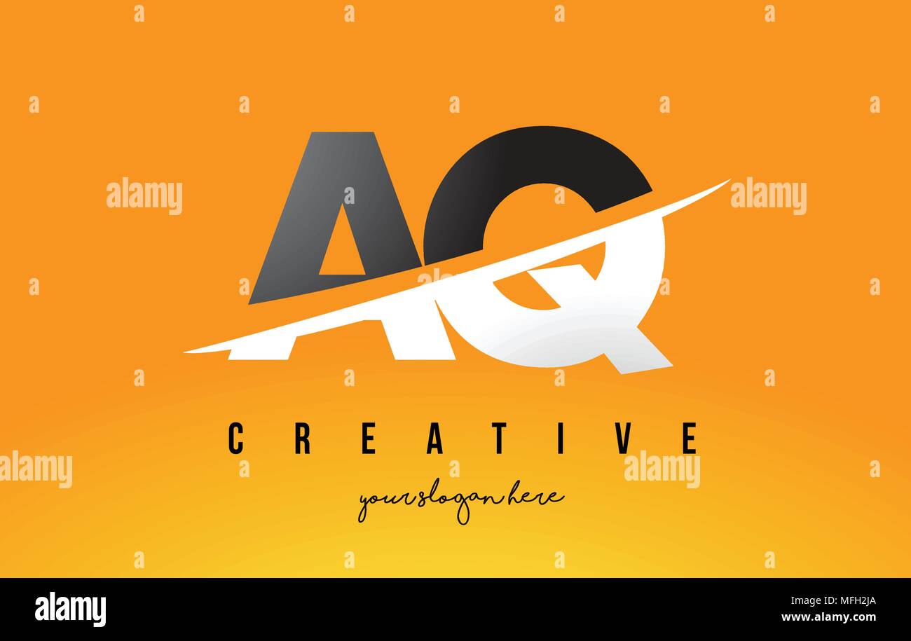 AQ A Q Letter Modern Logo Design with Swoosh Cutting the Middle Letters ...
