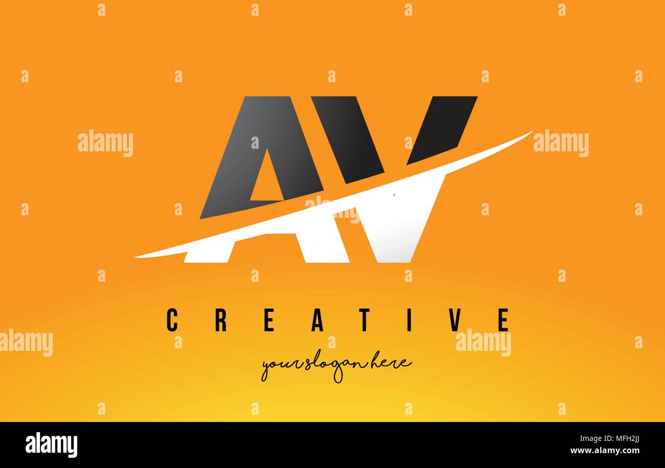 AV A V Letter Modern Logo Design With Swoosh Cutting The Middle Letters av-a-v-letter-modern-logo-design-with-swoosh-cutting-the-middle-letters