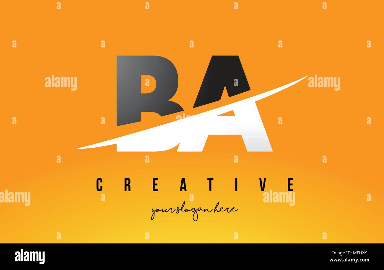 BA B A Letter Modern Logo Design with Swoosh Cutting the Middle Letters ...