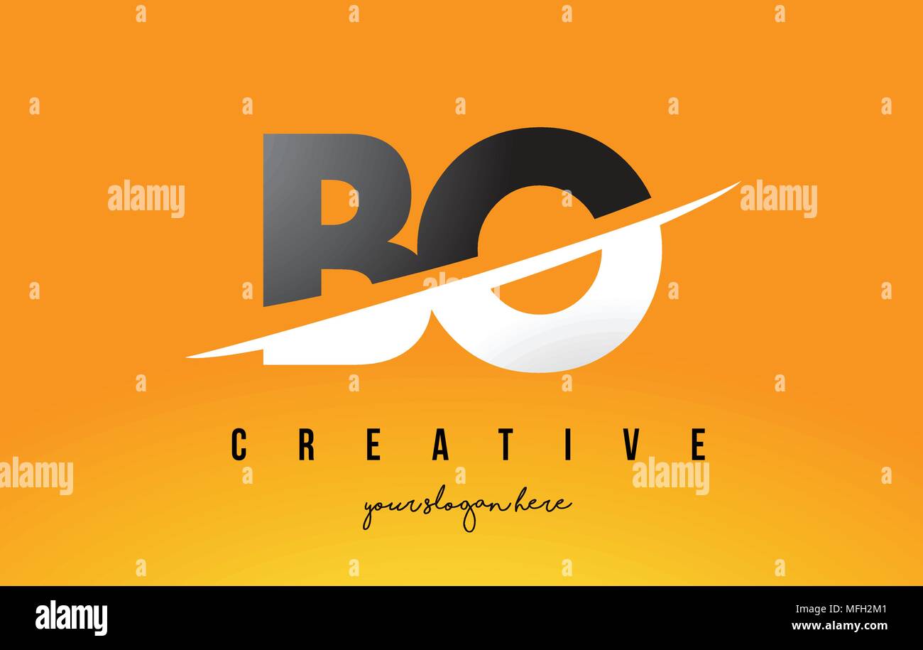BO B O Letter Modern Logo Design with Swoosh Cutting the Middle Letters ...