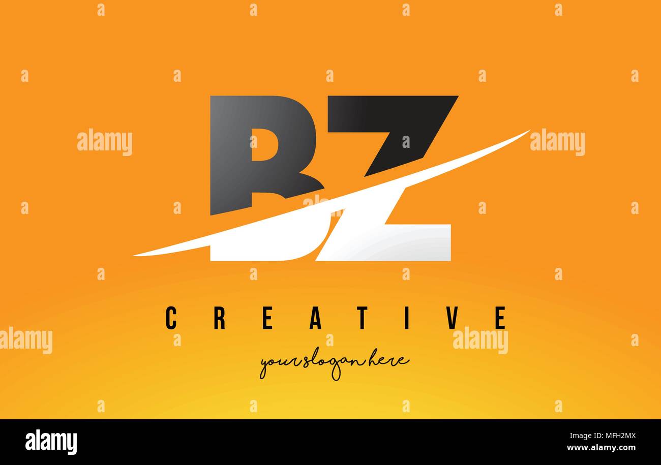 BZ B Z Letter Modern Logo Design with Swoosh Cutting the Middle Letters ...