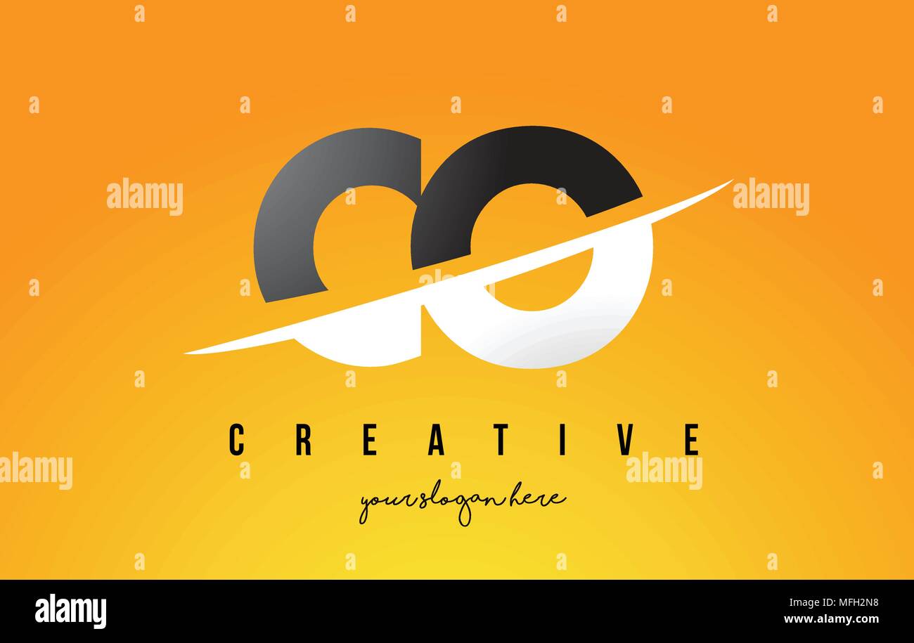 CO C O Letter Modern Logo Design with Swoosh Cutting the Middle Letters ...