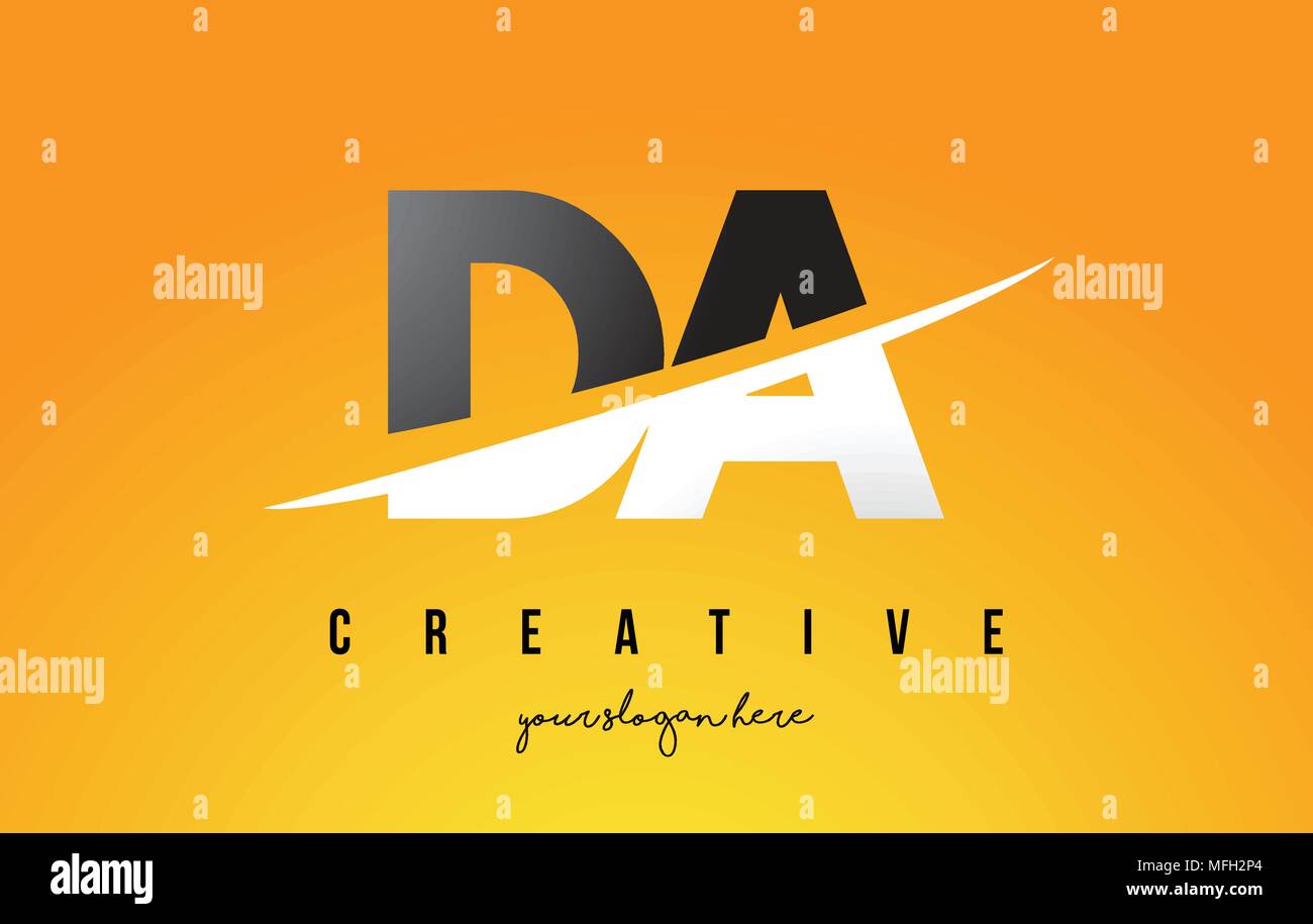 DA D A Letter Modern Logo Design with Swoosh Cutting the Middle Letters ...