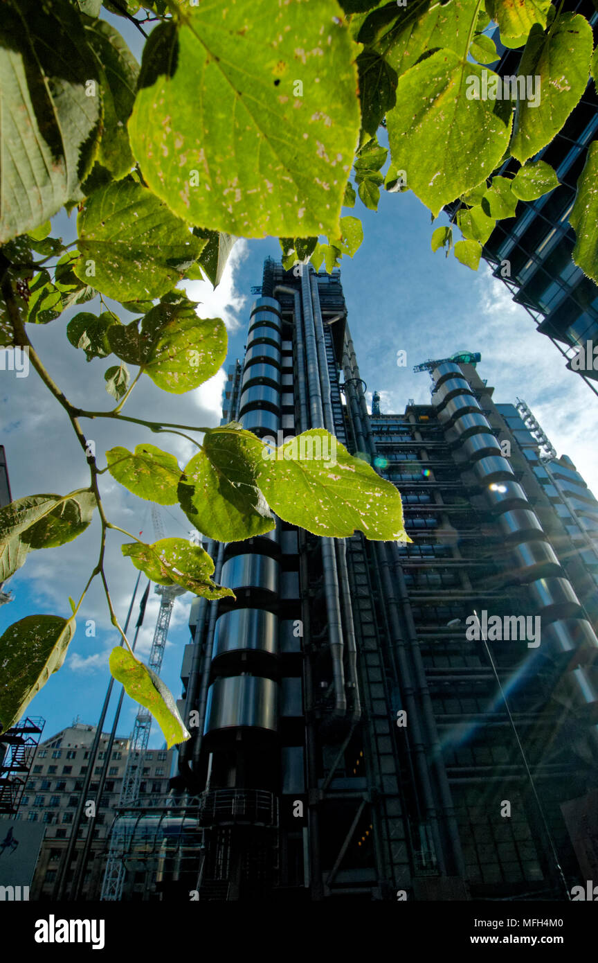 View looking upwards of The Lloyd's Building in London's financial ...