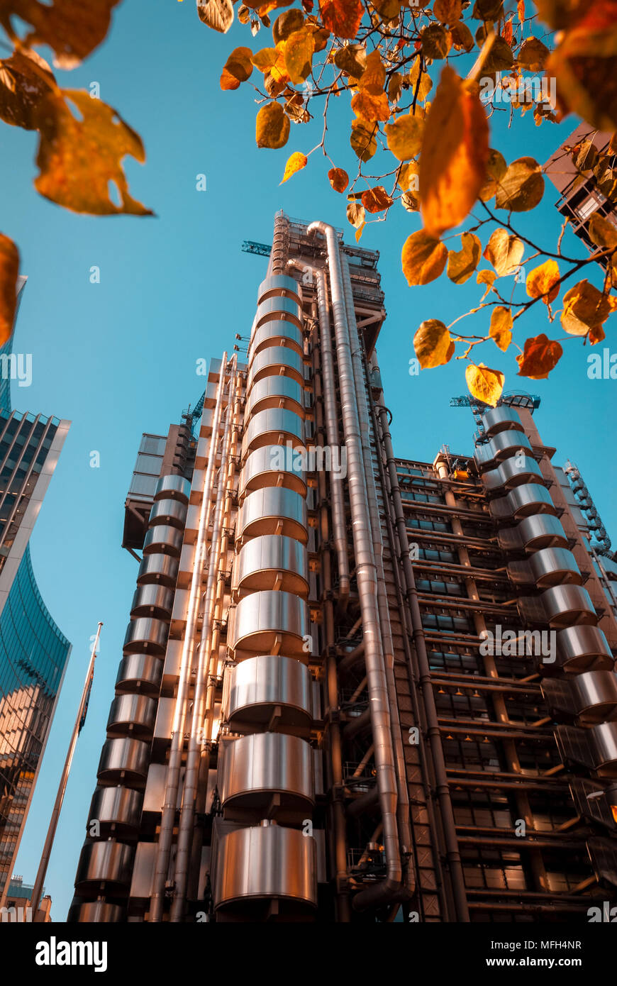 View looking upwards of The Lloyd's Building in London's financial ...