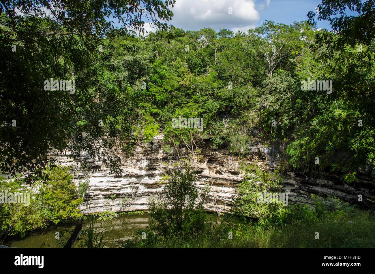 Sinkhole where human sacrifaces were made Stock Photo - Alamy