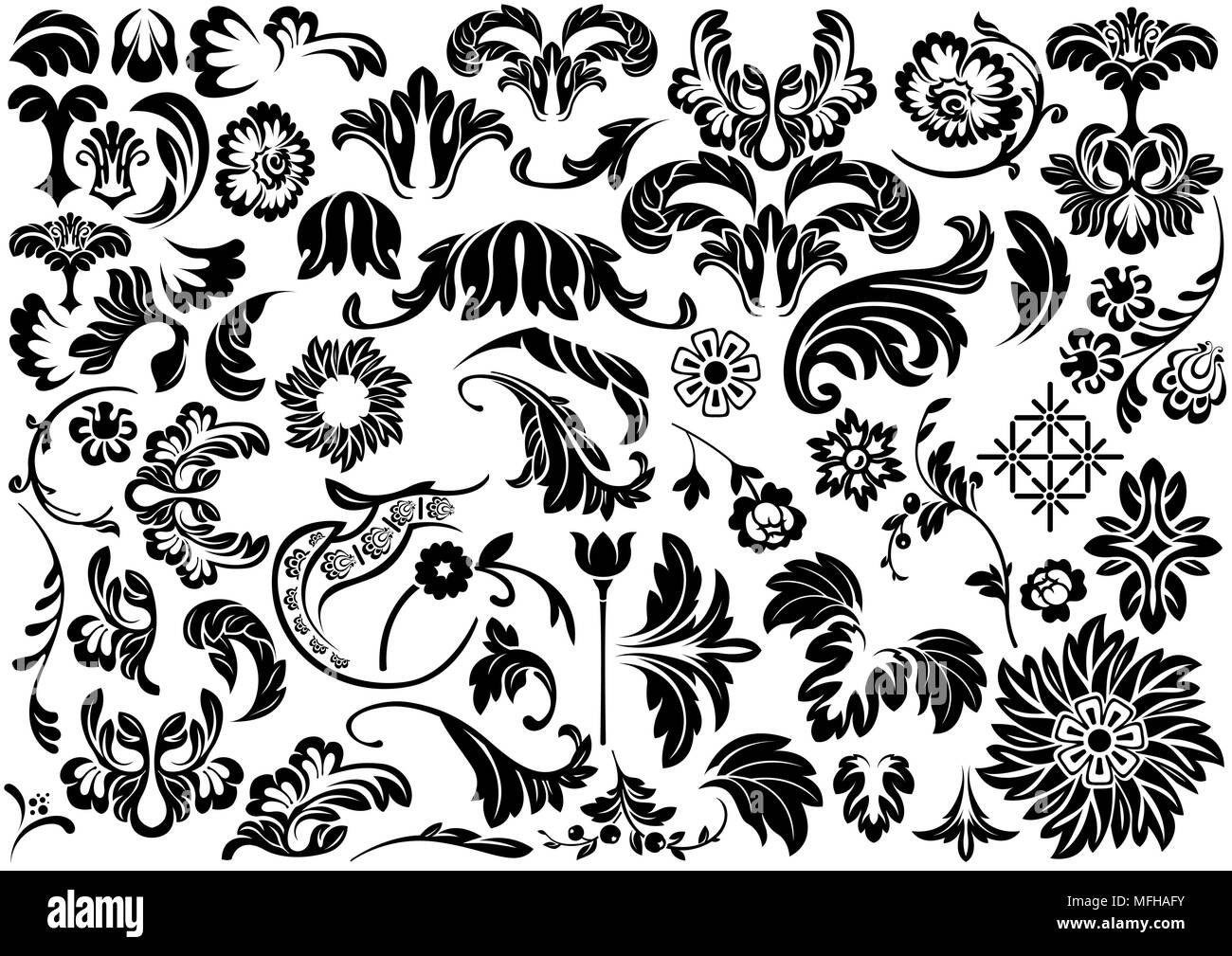 Set of Damask Floral Reliefs Stock Vector Image & Art - Alamy