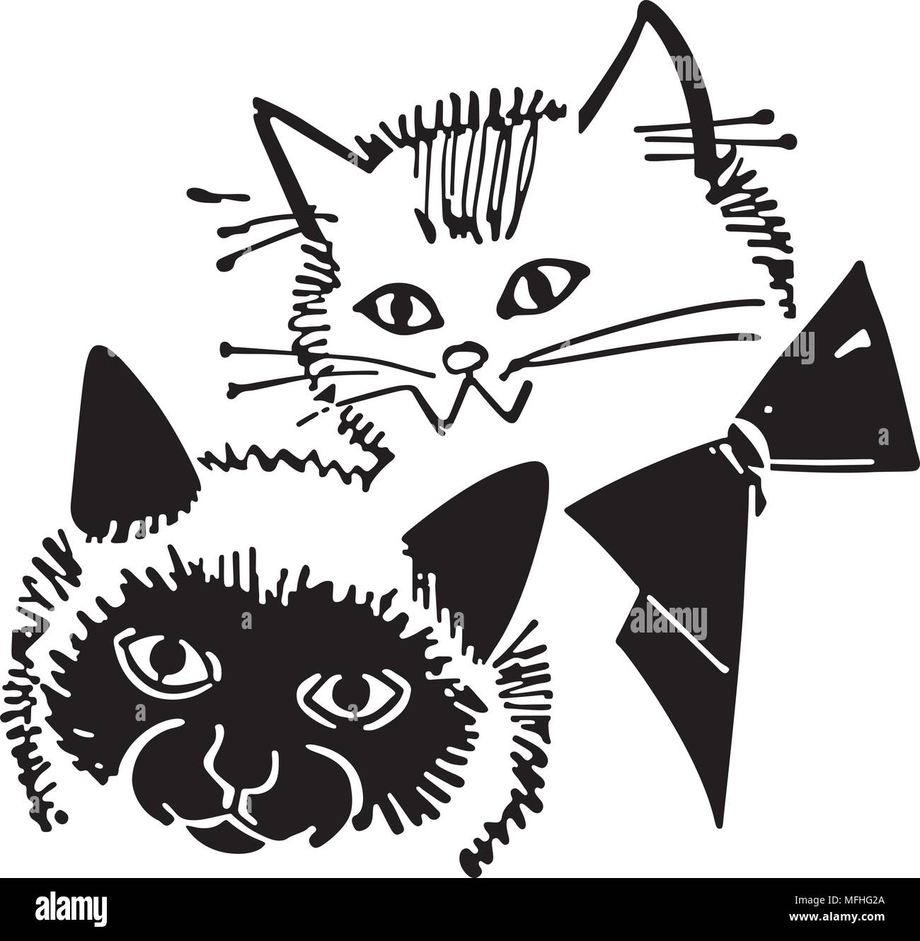 Kitty Cats - Retro Clipart Illustration Stock Vector Image & Art - Alamy