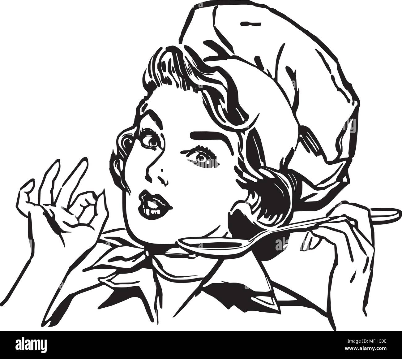 Lady Chef Retro Clipart Illustration Stock Vector Image And Art Alamy