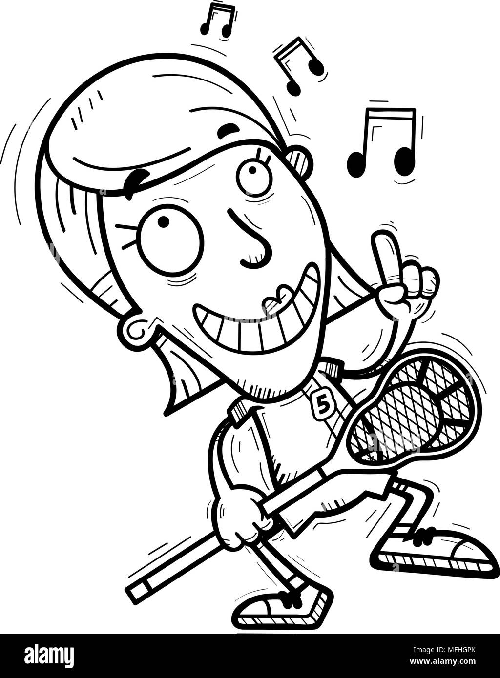 A cartoon illustration of a woman lacrosse player dancing Stock Vector ...