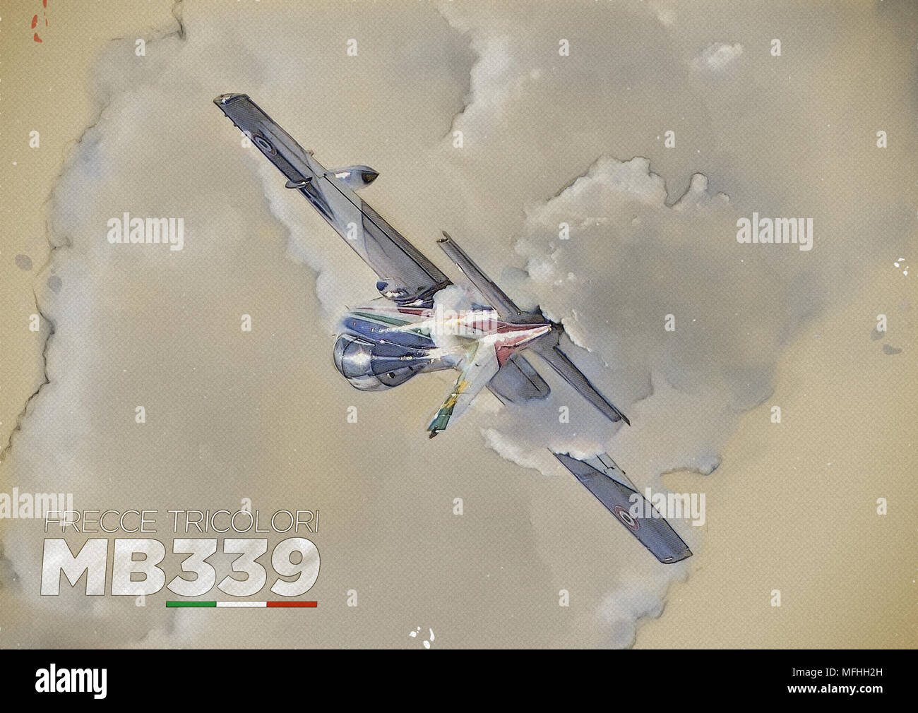 Aermacchi MB339 of the Italian Frecce Tricolori display team wrapped in ...