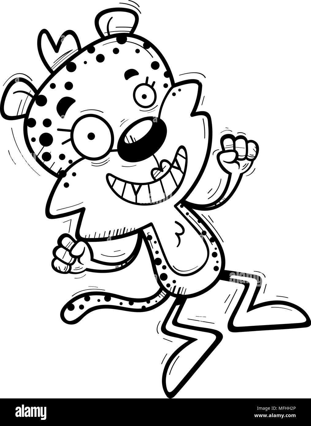 A cartoon illustration of a female leopard jumping Stock Vector Image ...