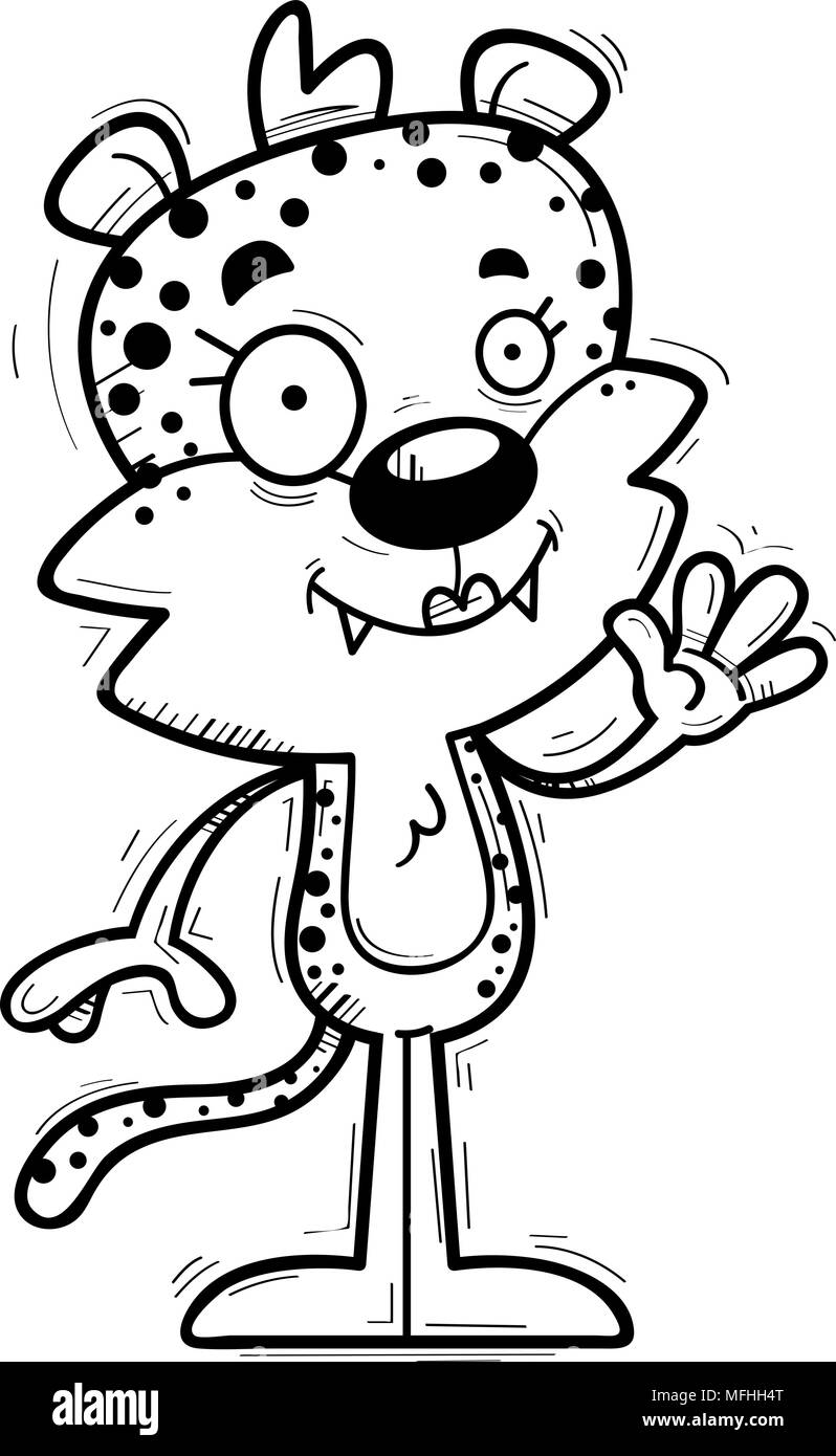 A cartoon illustration of a female leopard waving Stock Vector Image ...
