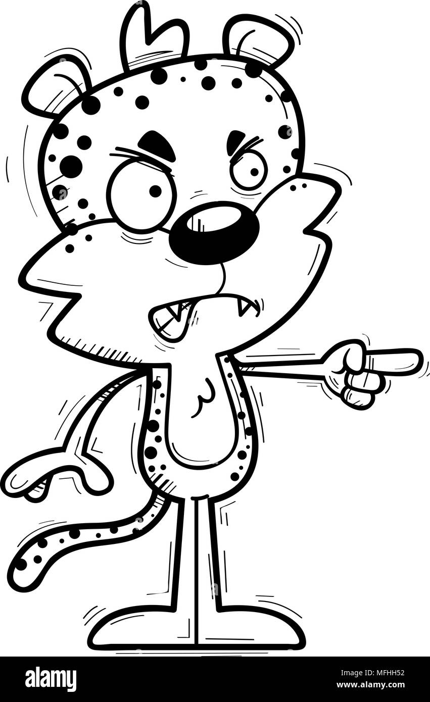A cartoon illustration of a male leopard looking angry and pointing ...