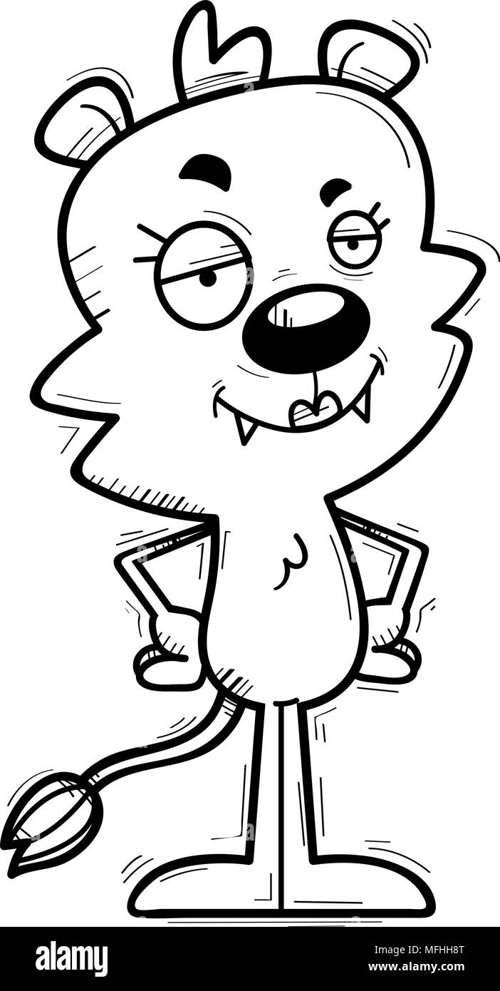 A cartoon illustration of a female lion looking confident Stock Vector ...