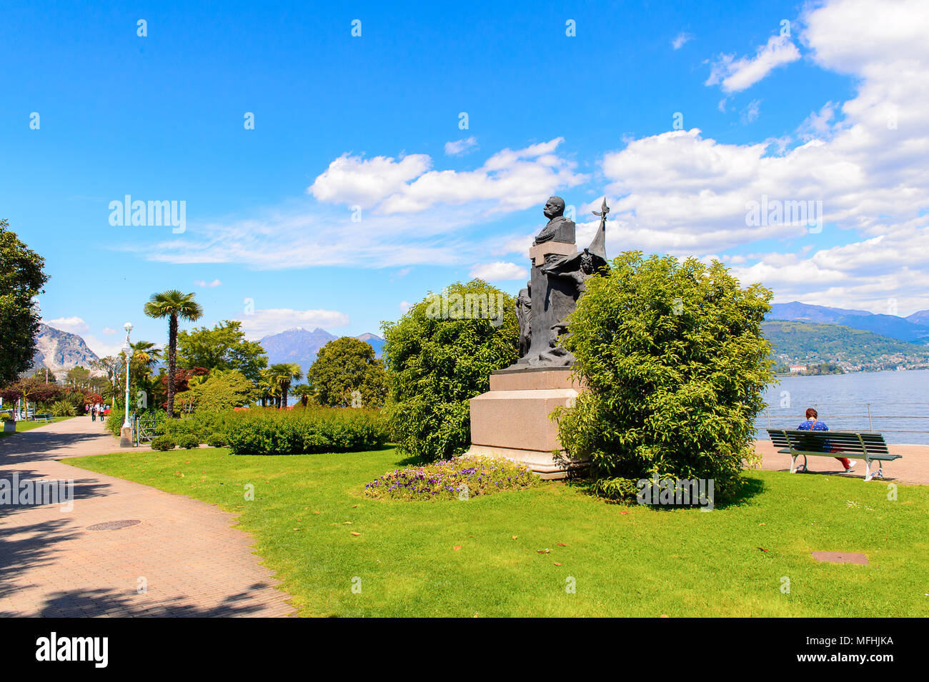 Statue near the Lago Maggiore (big Lake), Italy Stock Photo - Alamy