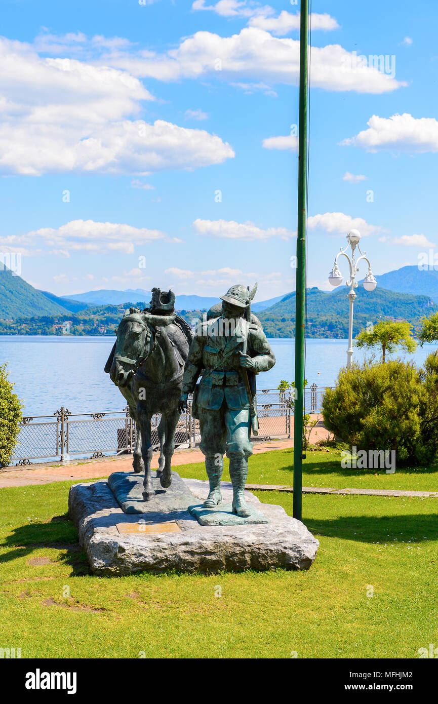Statue near the Lago Maggiore (big Lake), Italy Stock Photo - Alamy